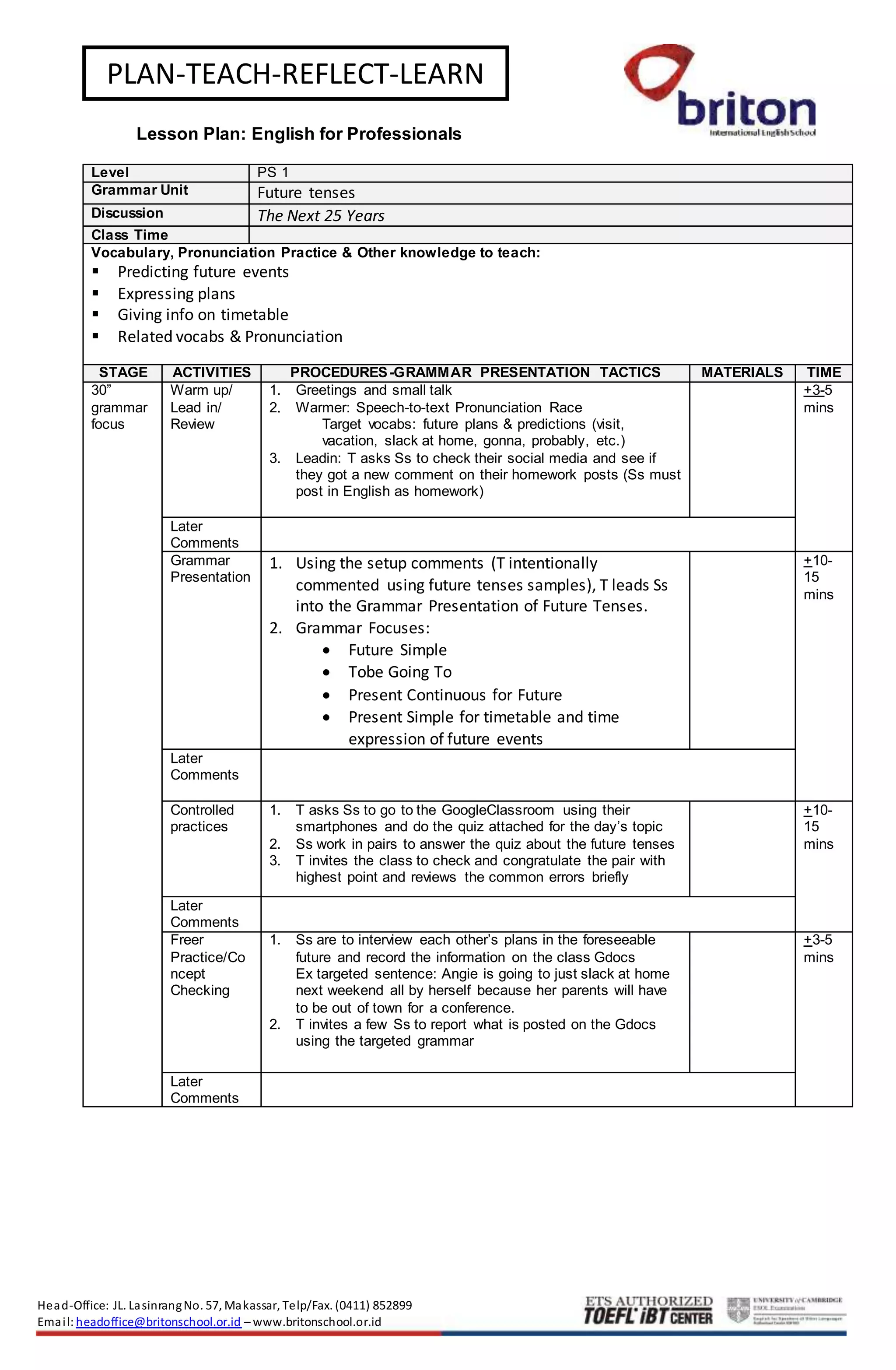 Sample Lesson Plan of an ESL/EFL CALL Methodology | DOCX