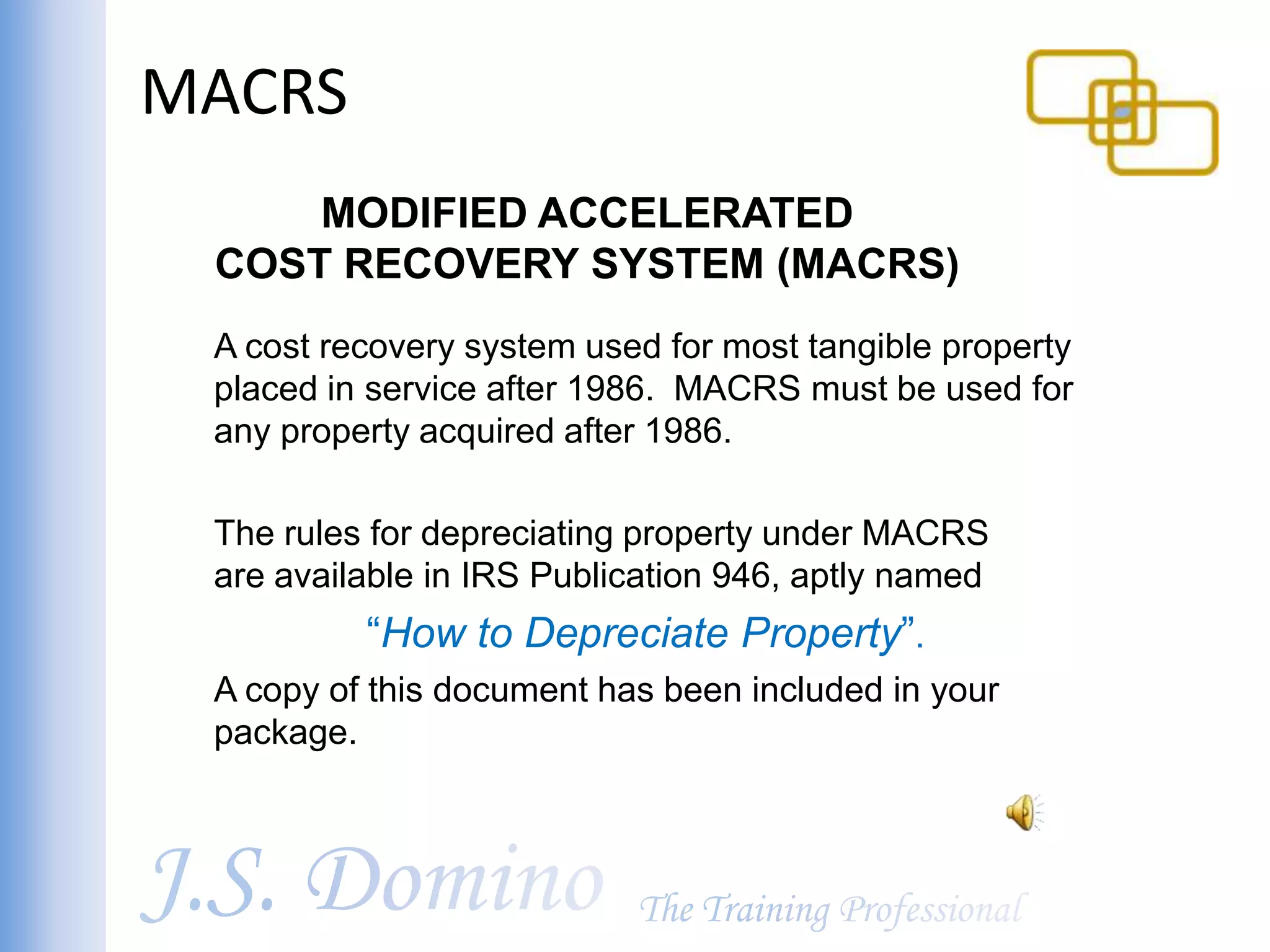 Sample MACRS Depreciation | PPSX