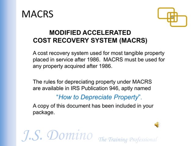 Sample MACRS Depreciation | PPSX