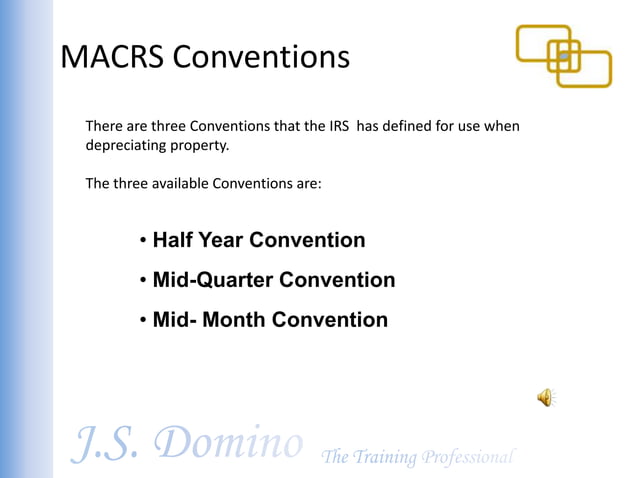 Sample MACRS Depreciation | PPSX