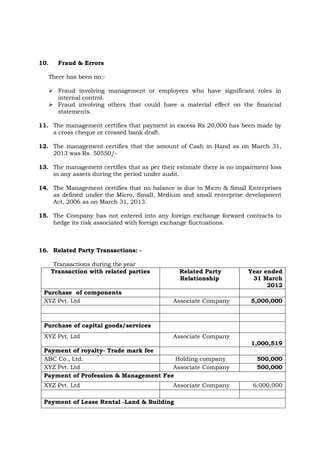 Sample Management Representation Letter | DOCX