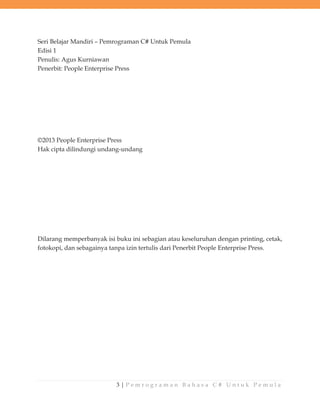 Seri Belajar Mandiri - Pemrograman C# Untuk Pemula | PDF