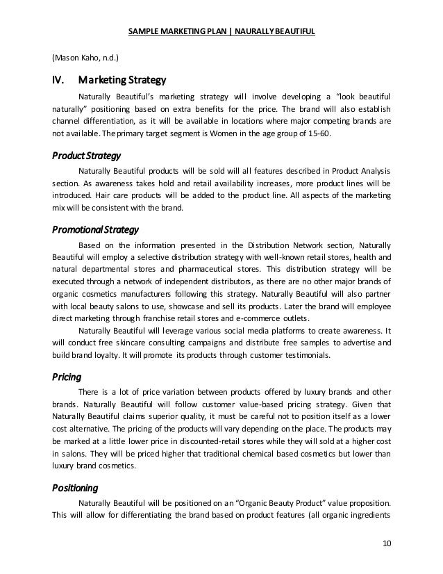 Sample Maketing Plan Sample Maketing Plan