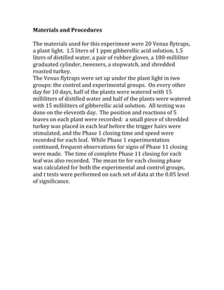 Sample materials and procedures