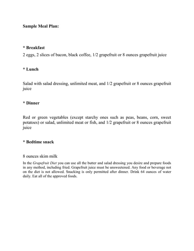 Sample meal plan | PDF