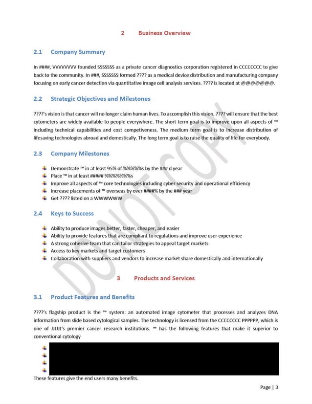 Medical Device Business Plan Sample Redacted | PDF | Business ...
