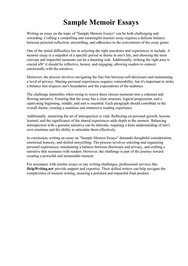 Sample Memoir Essays | PDF