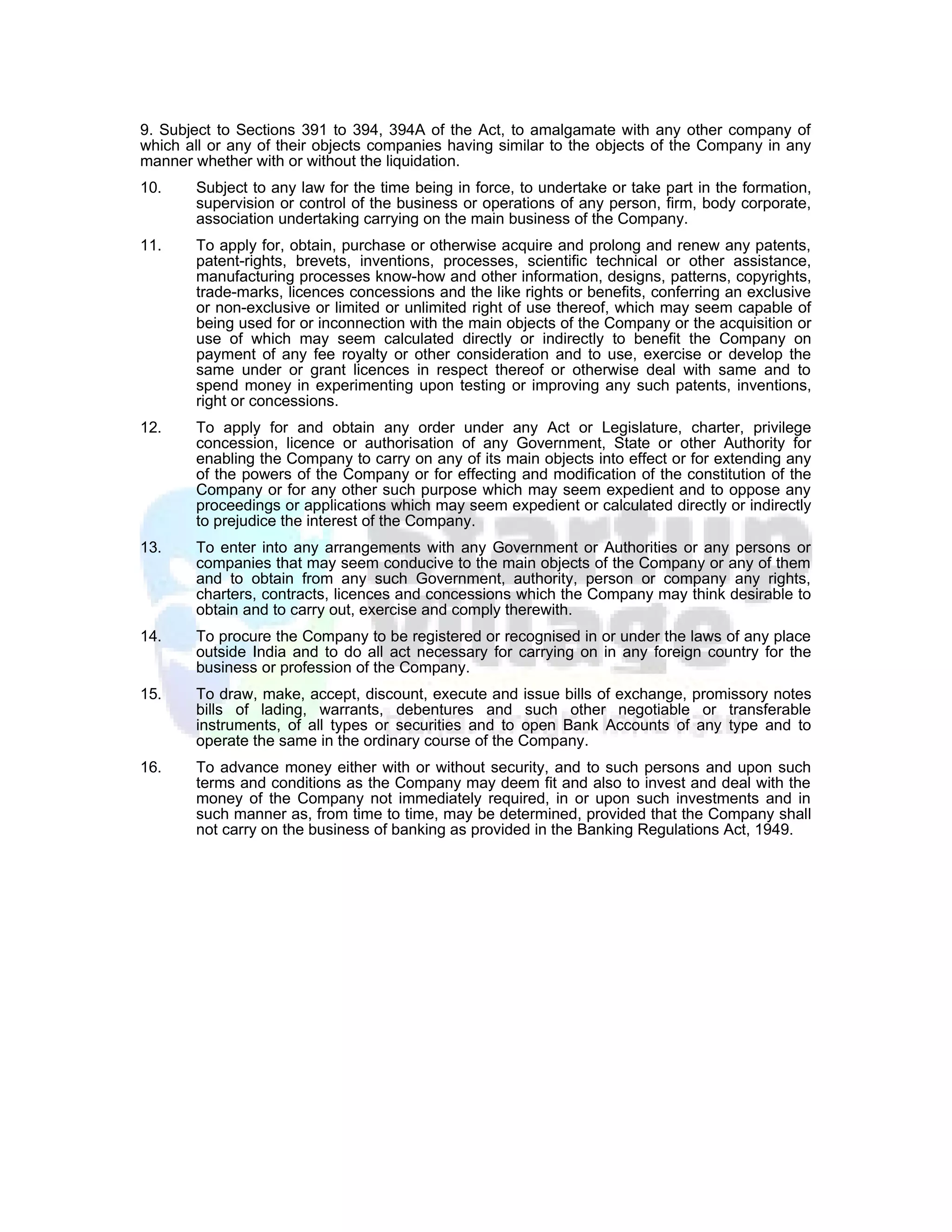 Sample Memorandum of Association | DOC