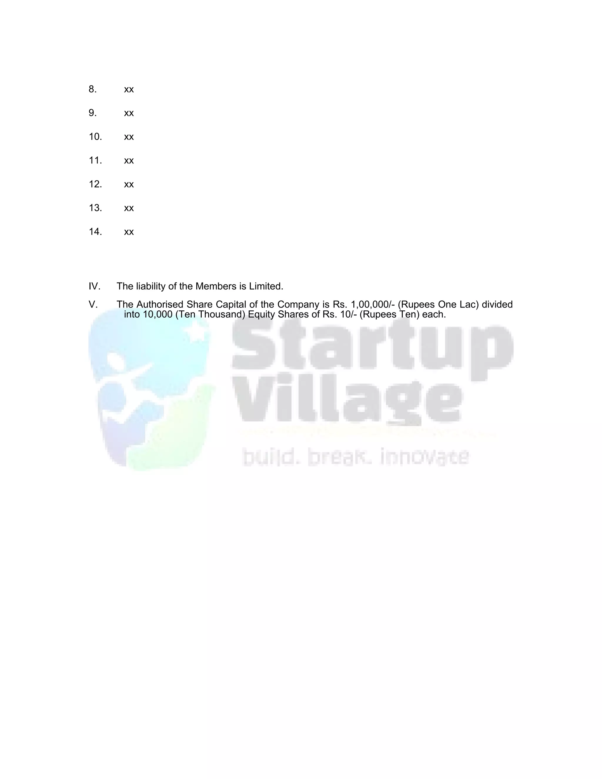 Sample Memorandum of Association | DOC