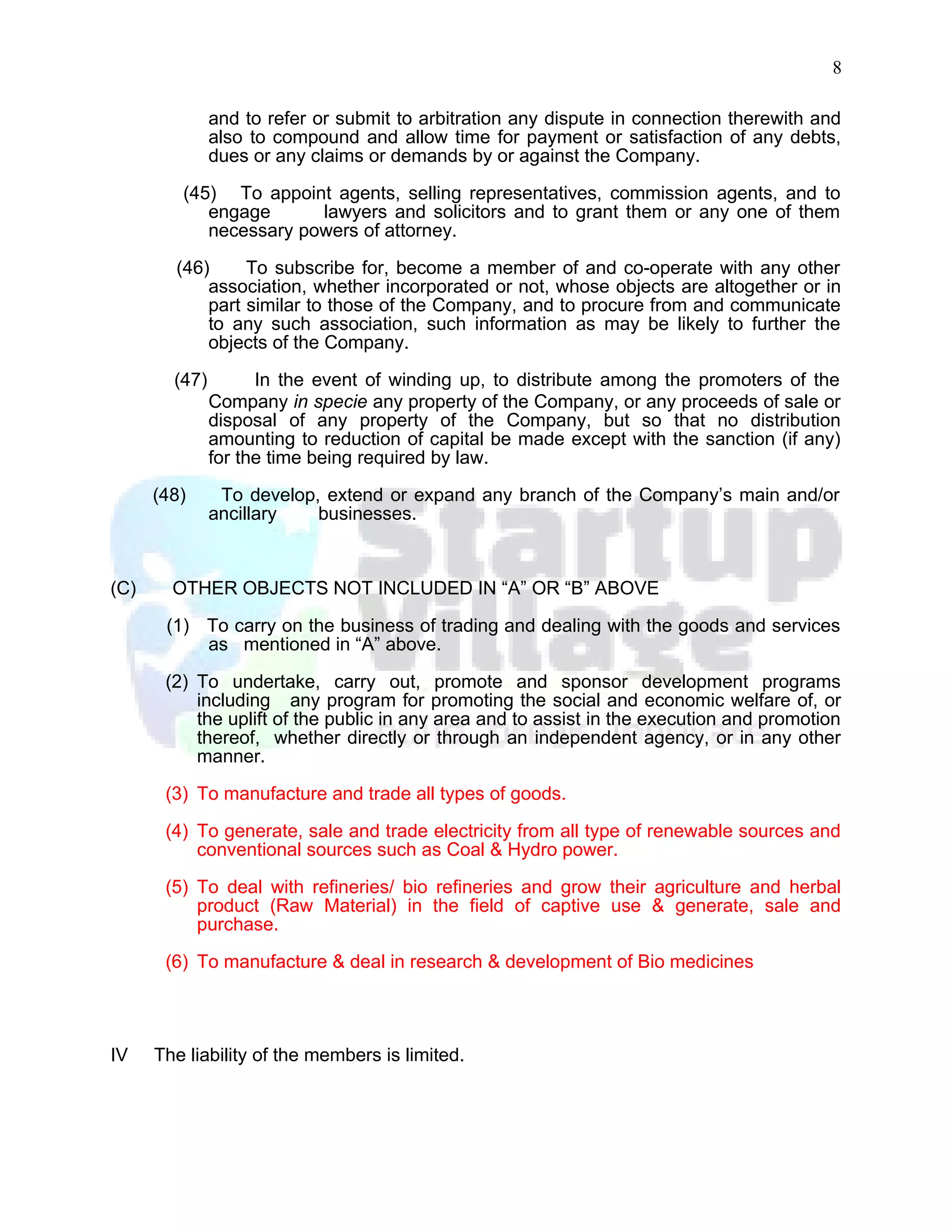 Sample Memorandum of Association (IT Firm) | DOC
