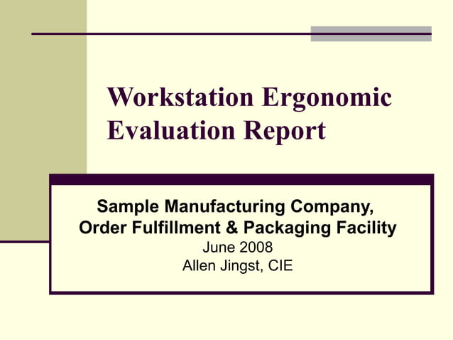 Sample Mfg Company Ergo Eval Summary | PPT | Physical Therapy | Wellness