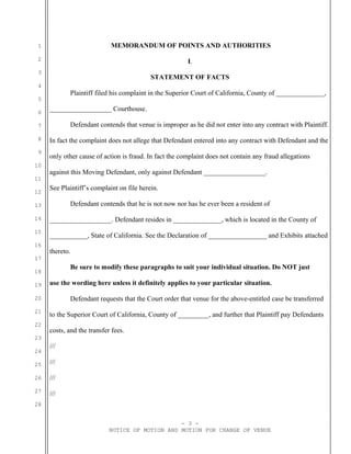 Sample California motion for change of venue | DOC