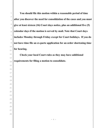 Sample motion for consolidation in unlawful detainer (eviction) in ...