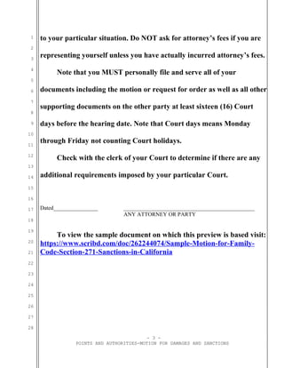 Sample motion for Family Code section 271 sanctions in California | DOC