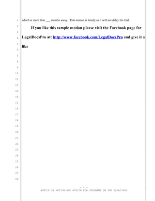 Sample motion for judgment on the pleadings under Rule 12(c) of the ...