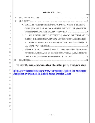 Sample motion for summary judgment by plaintiff in United States ...