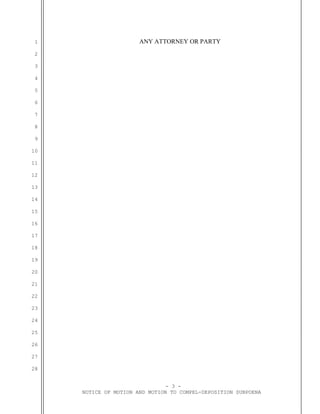 Sample motion to compel deposition subpoena in california | DOC