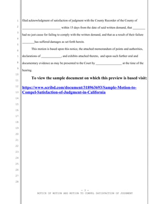 Sample motion for order compelling satisfaction of judgment in ...