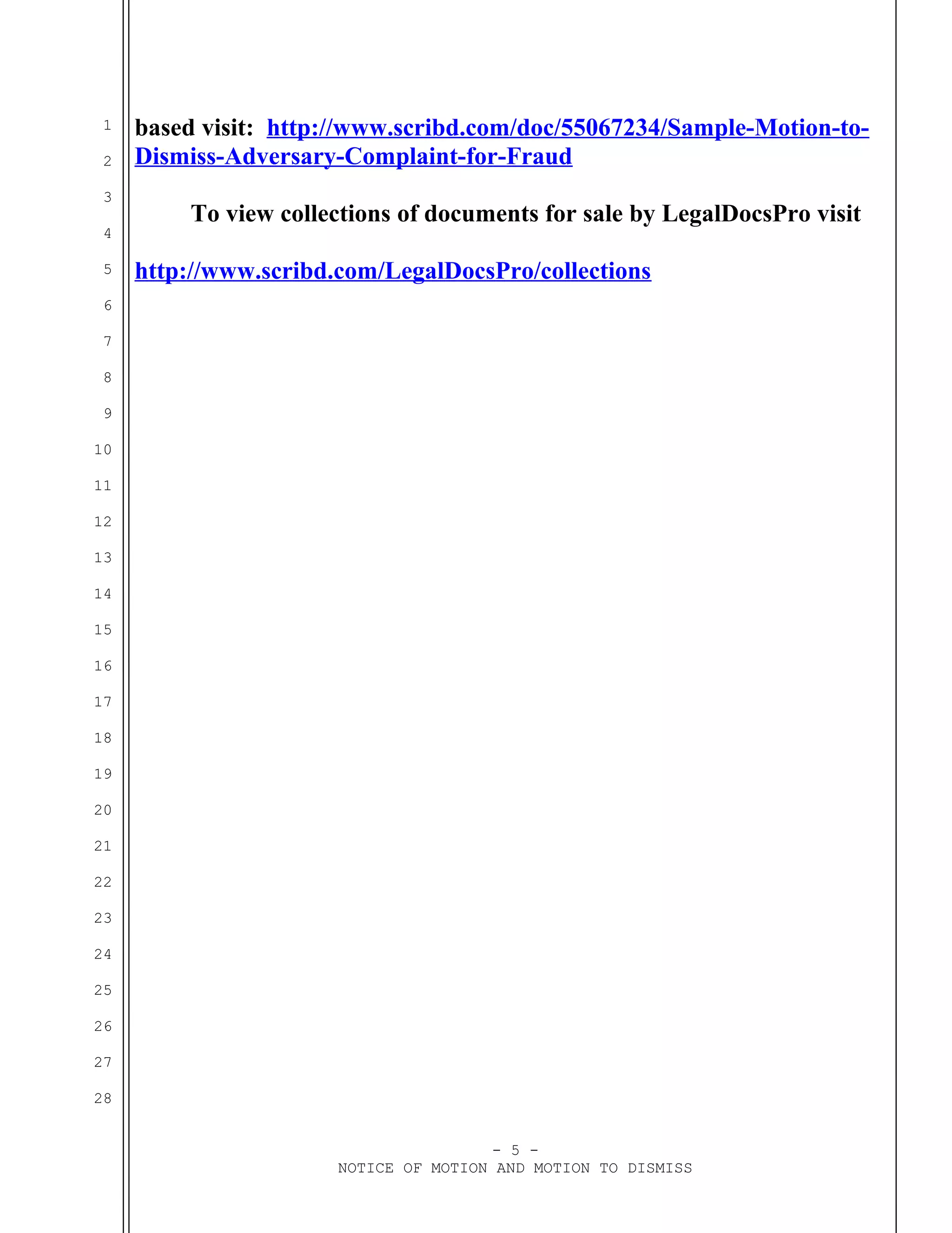 Sample motion to dismiss adversary complaint under rule12(b)(6) | DOC