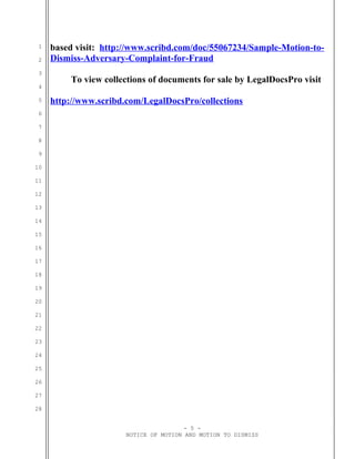 Sample motion to dismiss adversary complaint under rule12(b)(6) | DOC