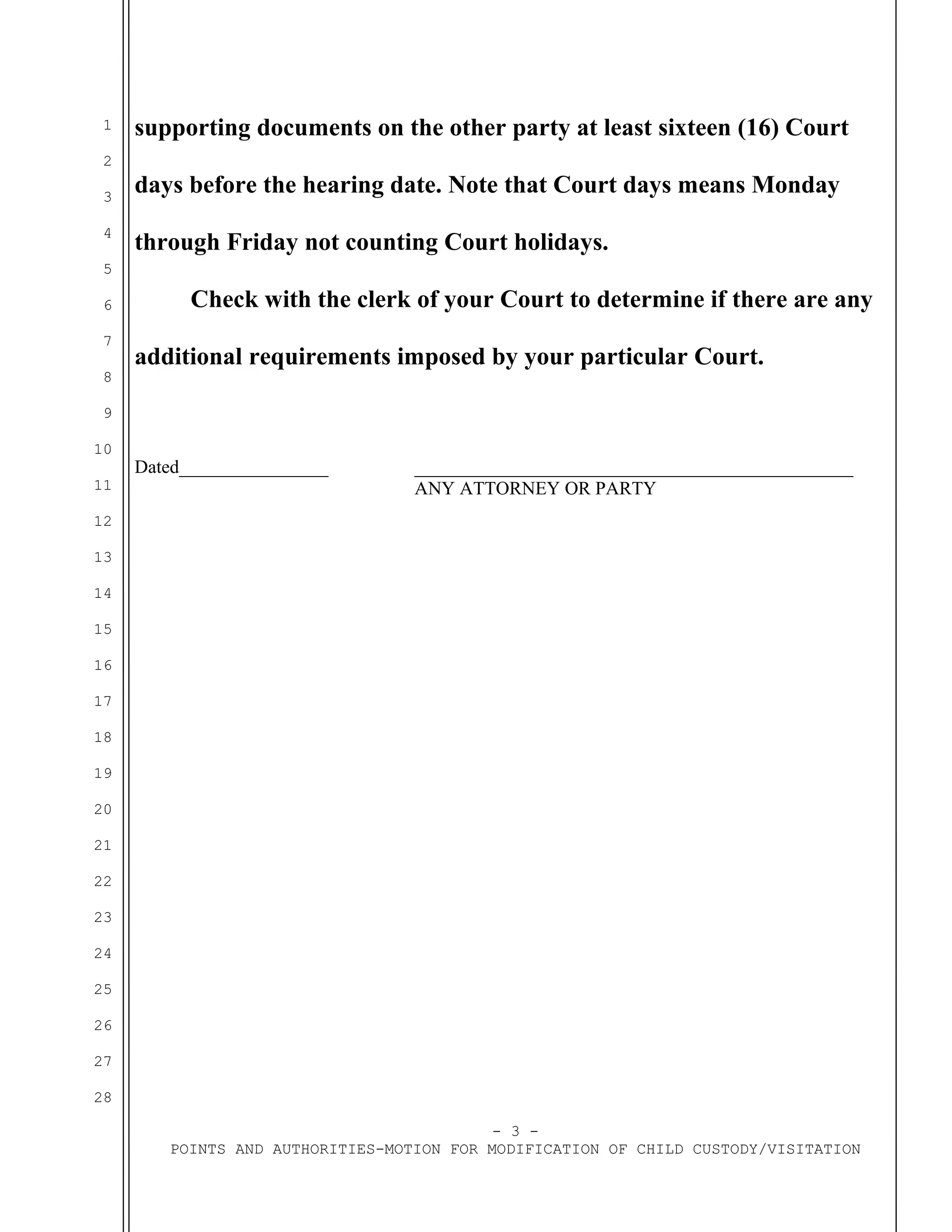 Sample motion to modify child custody and visitation in California | DOC