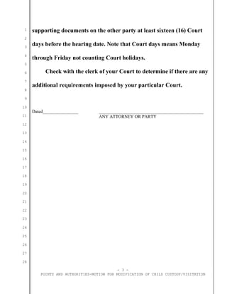 Sample motion to modify child custody and visitation in California | DOC