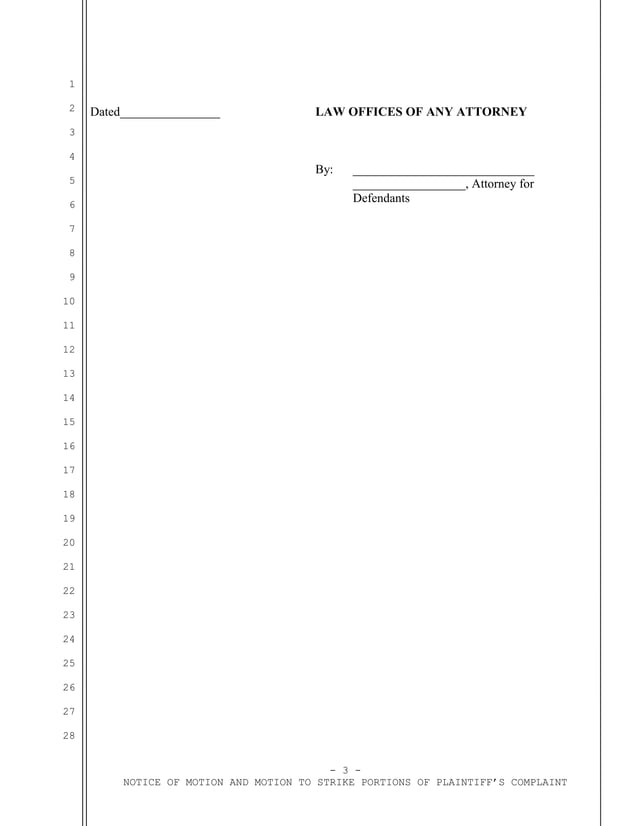 Sample California motion to strike complaint | DOC | Legal Services Industry | Industries