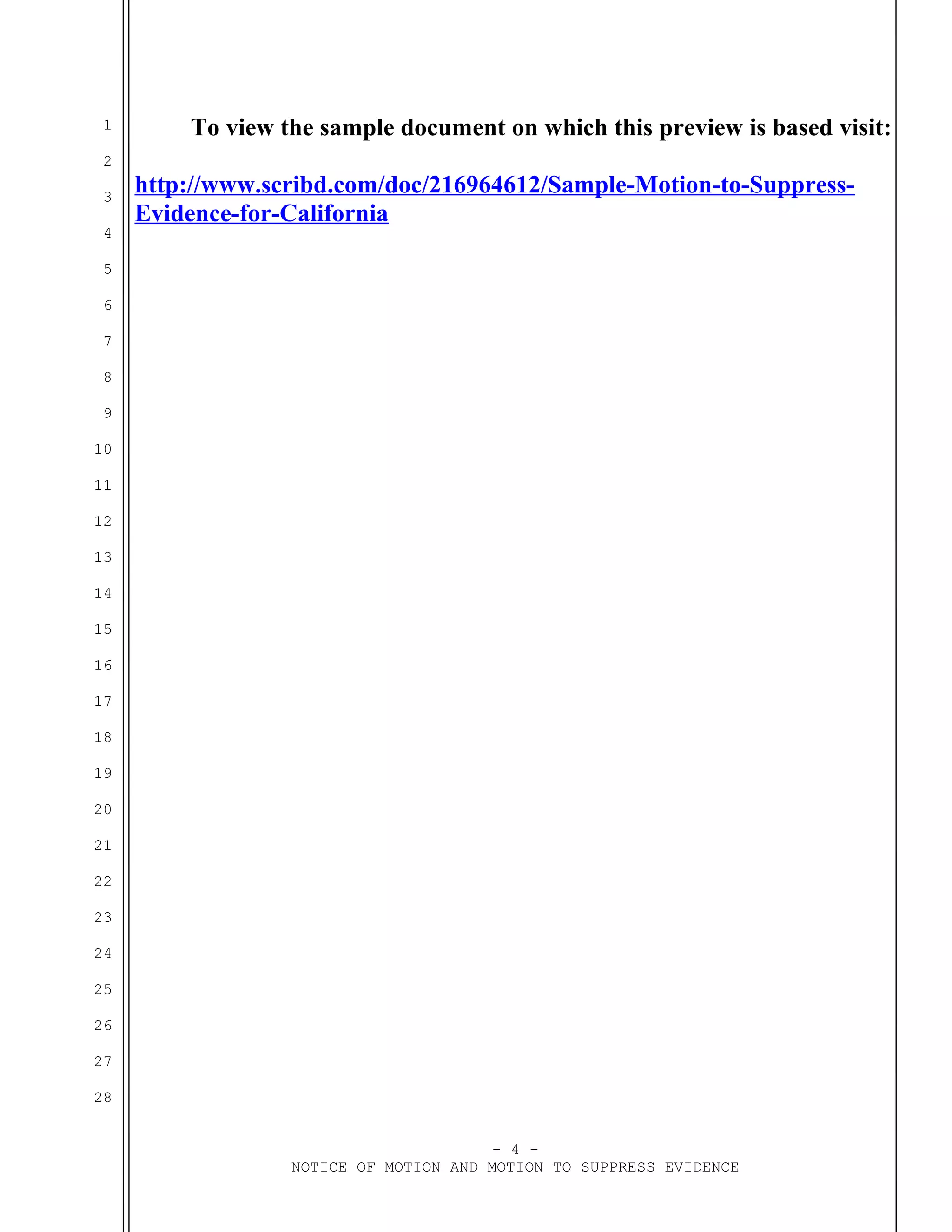 Sample motion to suppress evidence for California | DOC