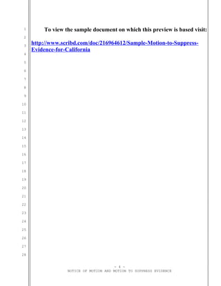 Sample motion to suppress evidence for California | DOC