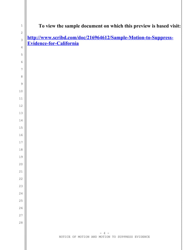 Sample motion to suppress evidence for California | DOC