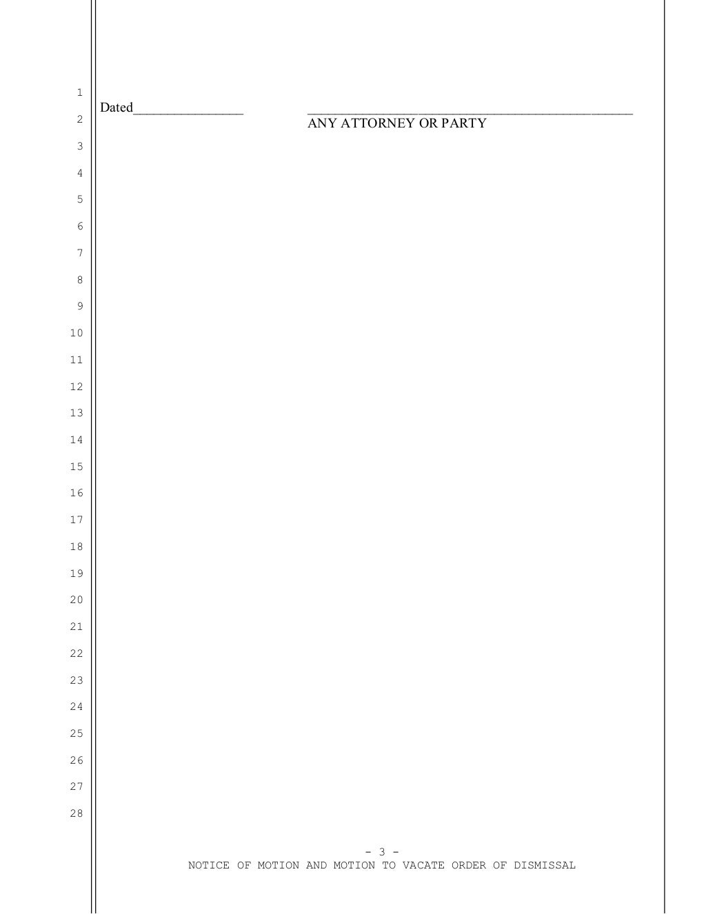 Motion to vacate dismissal - motobooy