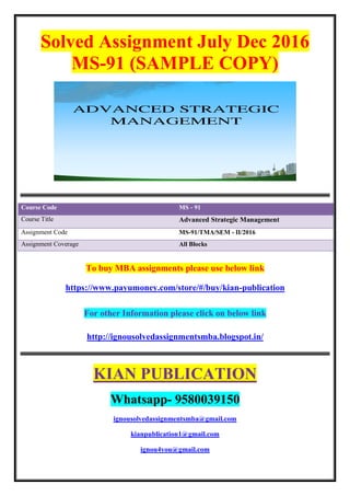 MS-91 JULY DECEMBER 2016 SOLVED ASSIGNMENT | PDF