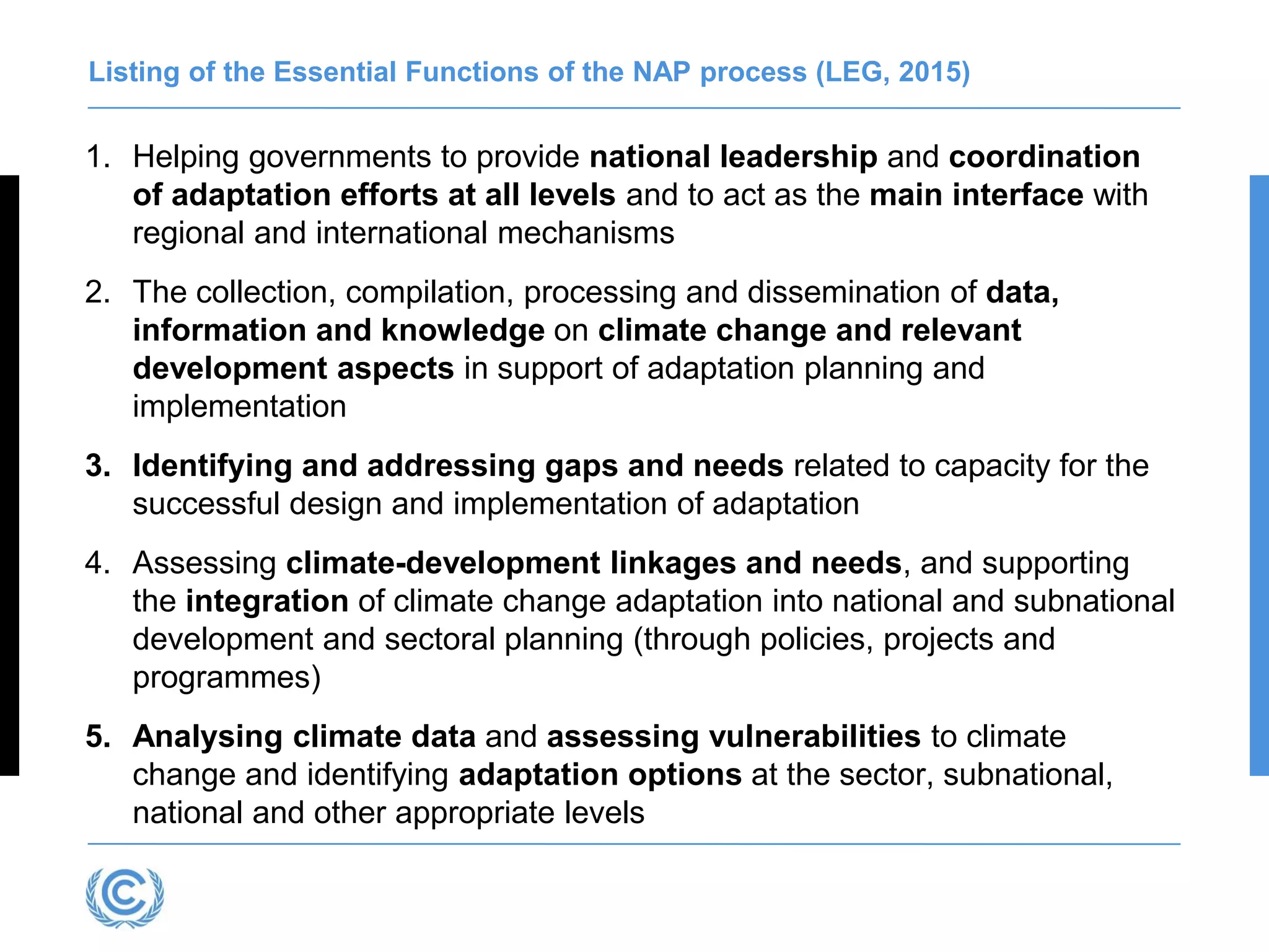 The sample NAP process based on the UNFCCC NAP technical guidelines | PPT