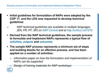 The sample NAP process based on the UNFCCC NAP technical guidelines | PDF