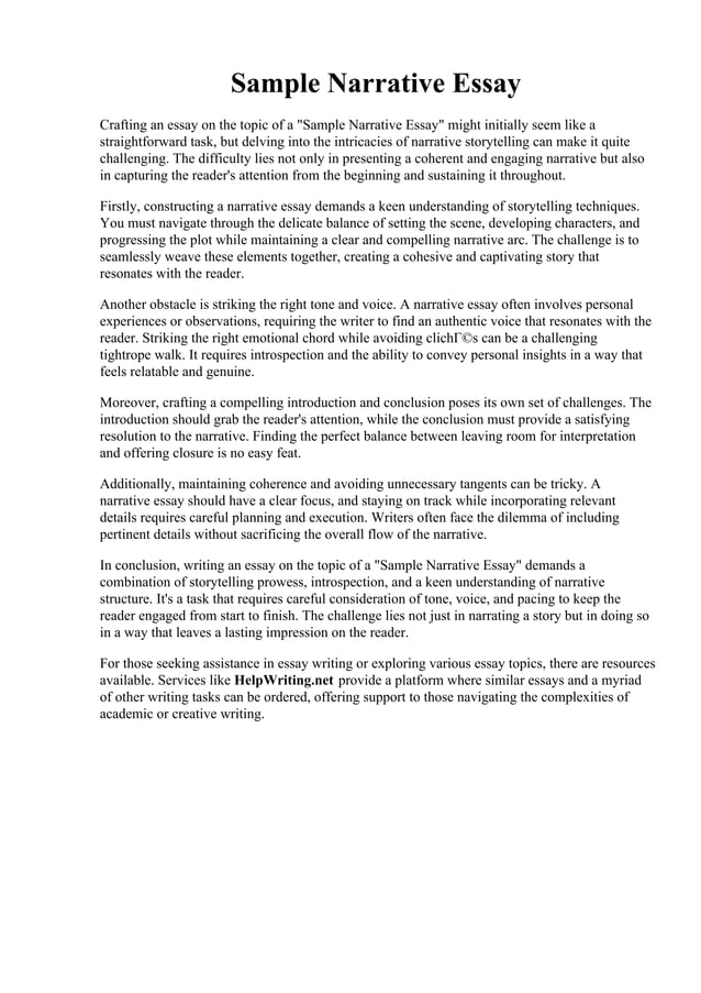 Sample Narrative Essay. 006 Personal Narrative Essay Example High ...