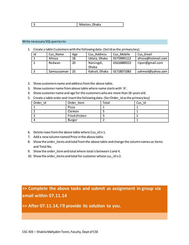 Csc 433 Sample Normalization Sql Question Docx Databases Computer 3436