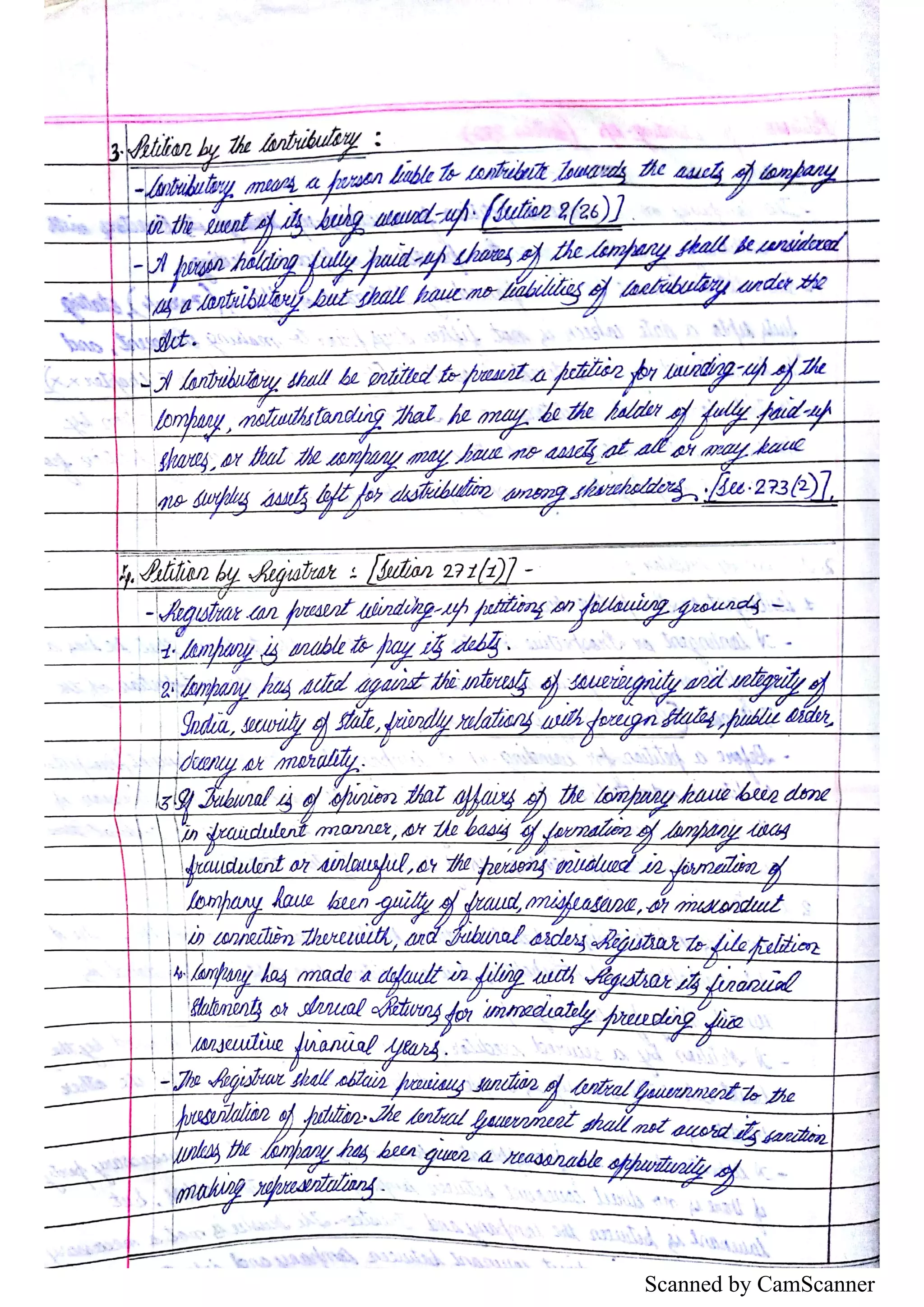 Sample notes for Winding up of Companies | PDF