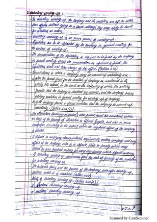 Sample notes for Winding up of Companies | PDF