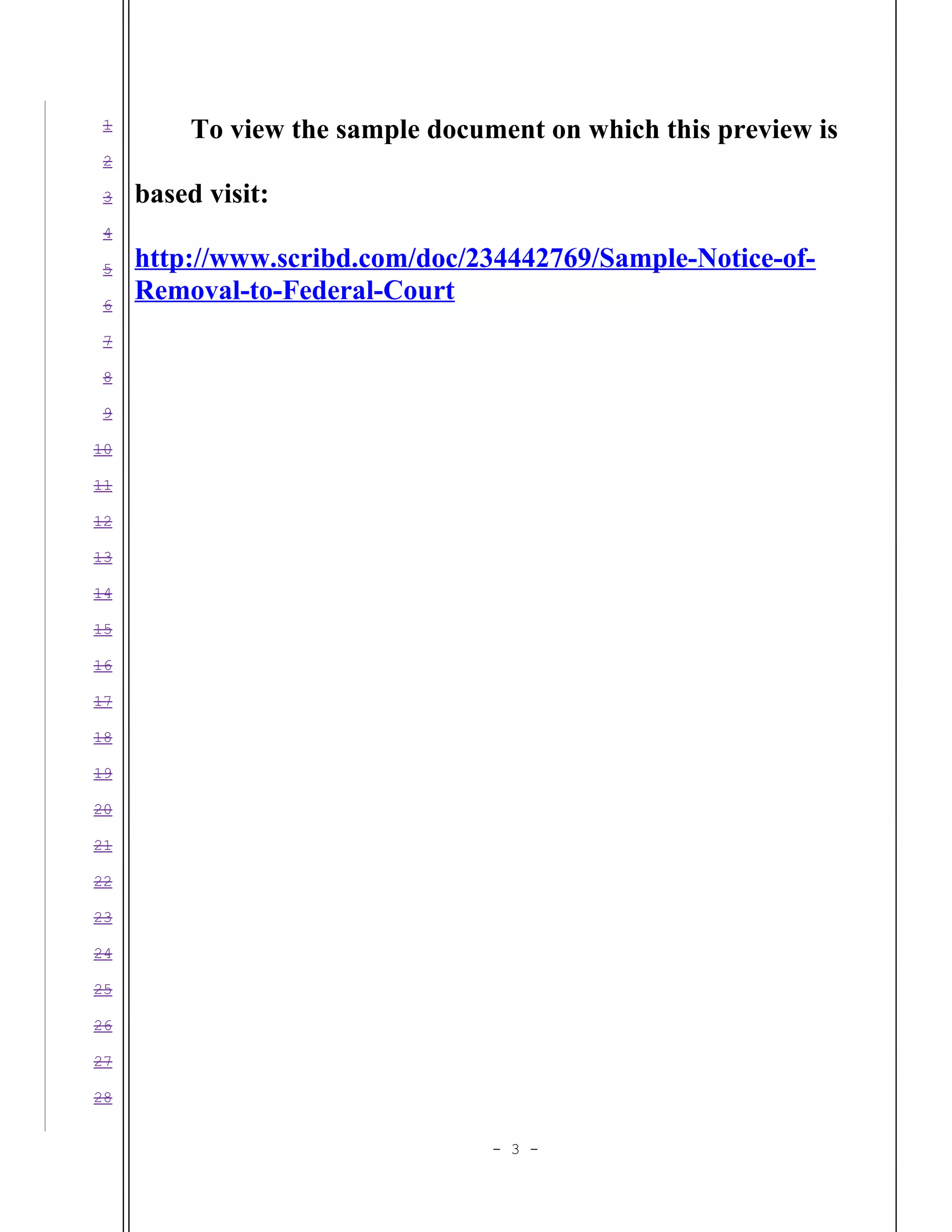 Sample notice of removal to United States District Court | DOC