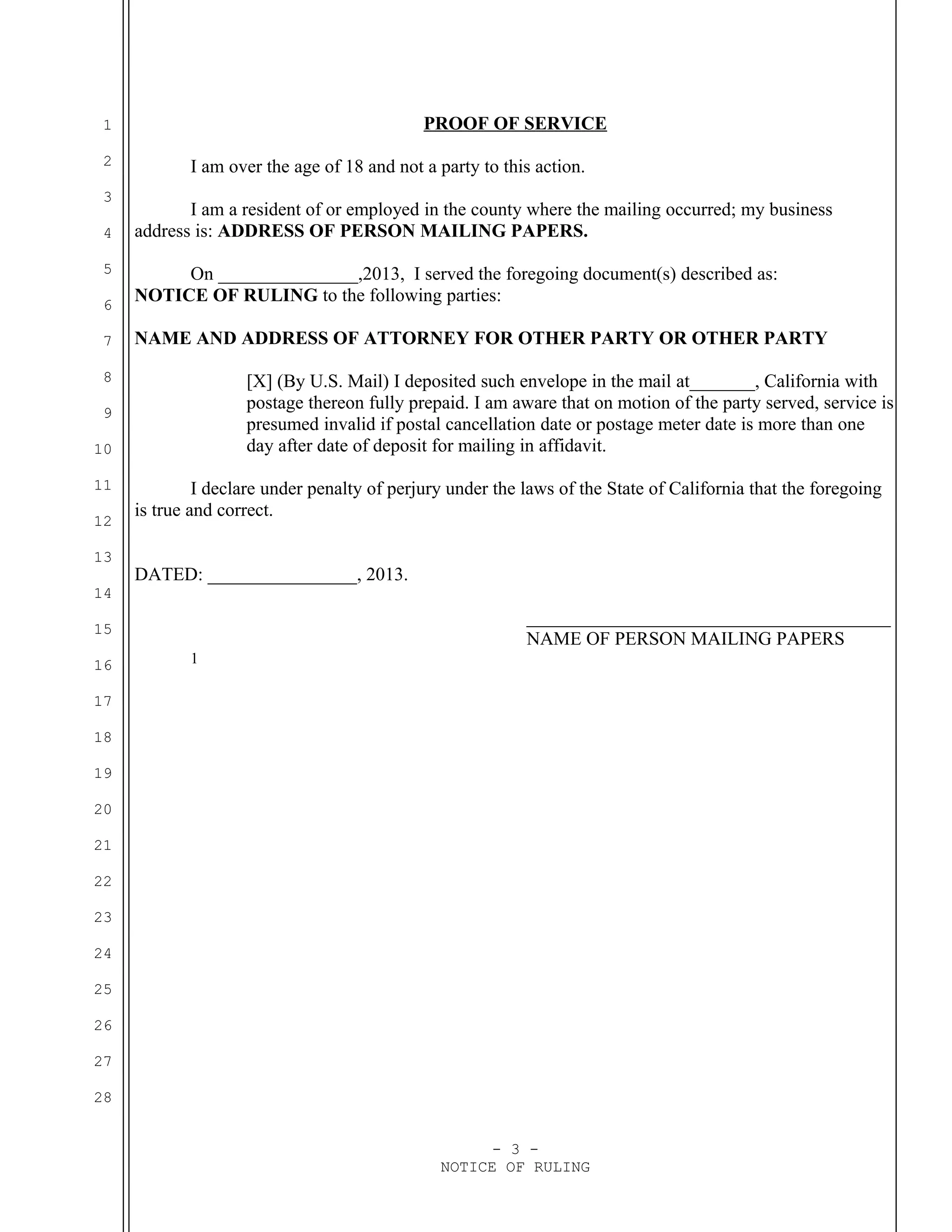 Sample notice of ruling for California | DOC