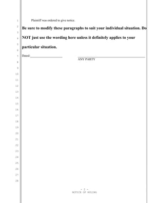 Sample notice of ruling for California | DOC