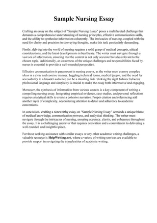 Sample Nursing Essay | PDF