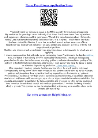 Sample Nursing Essays | PDF