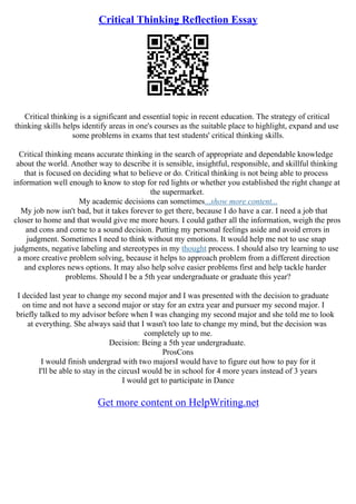 Sample Of A Critical Essay | PDF