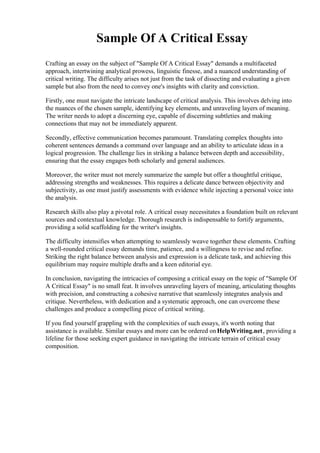 Sample Of A Critical Essay.pdf