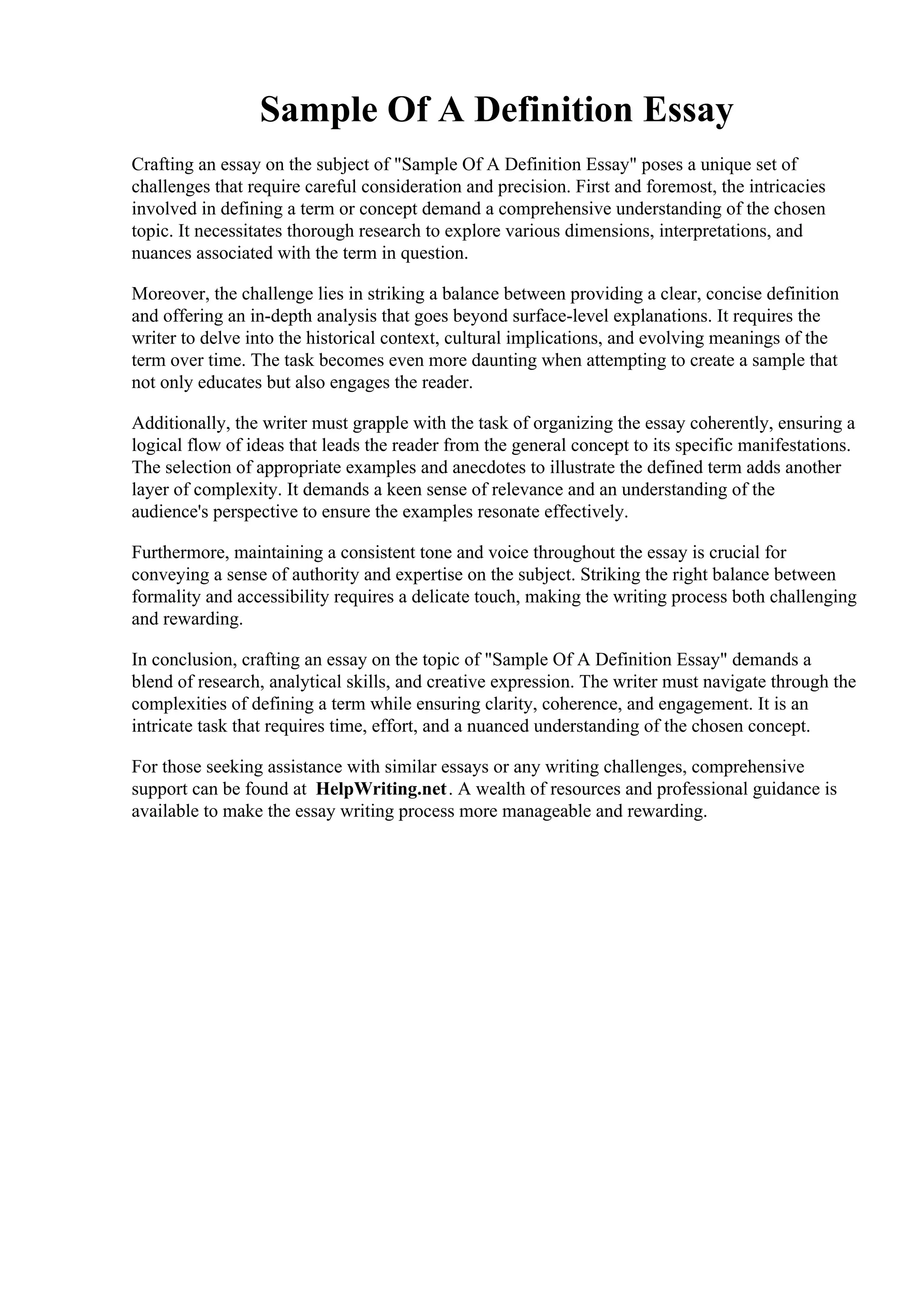 Sample Of A Definition Essay. 011 Essay Example Examples Of Definition ...