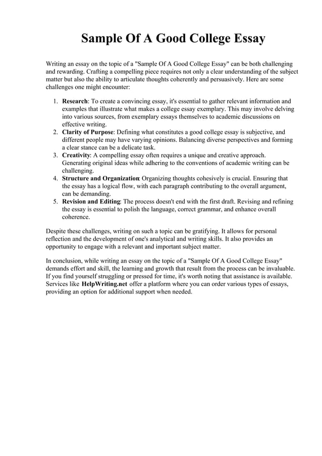 Sample Of A Good College Essay.pdf | College Planning | College Education