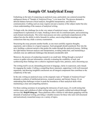 Sample Of Analytical Essay. Analytical Essay - 6 Examples, Format, Pdf ...