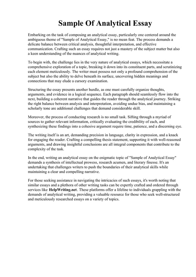 Sample Of Analytical Essay. Analytical Essay - 6 Examples, Format, Pdf ...