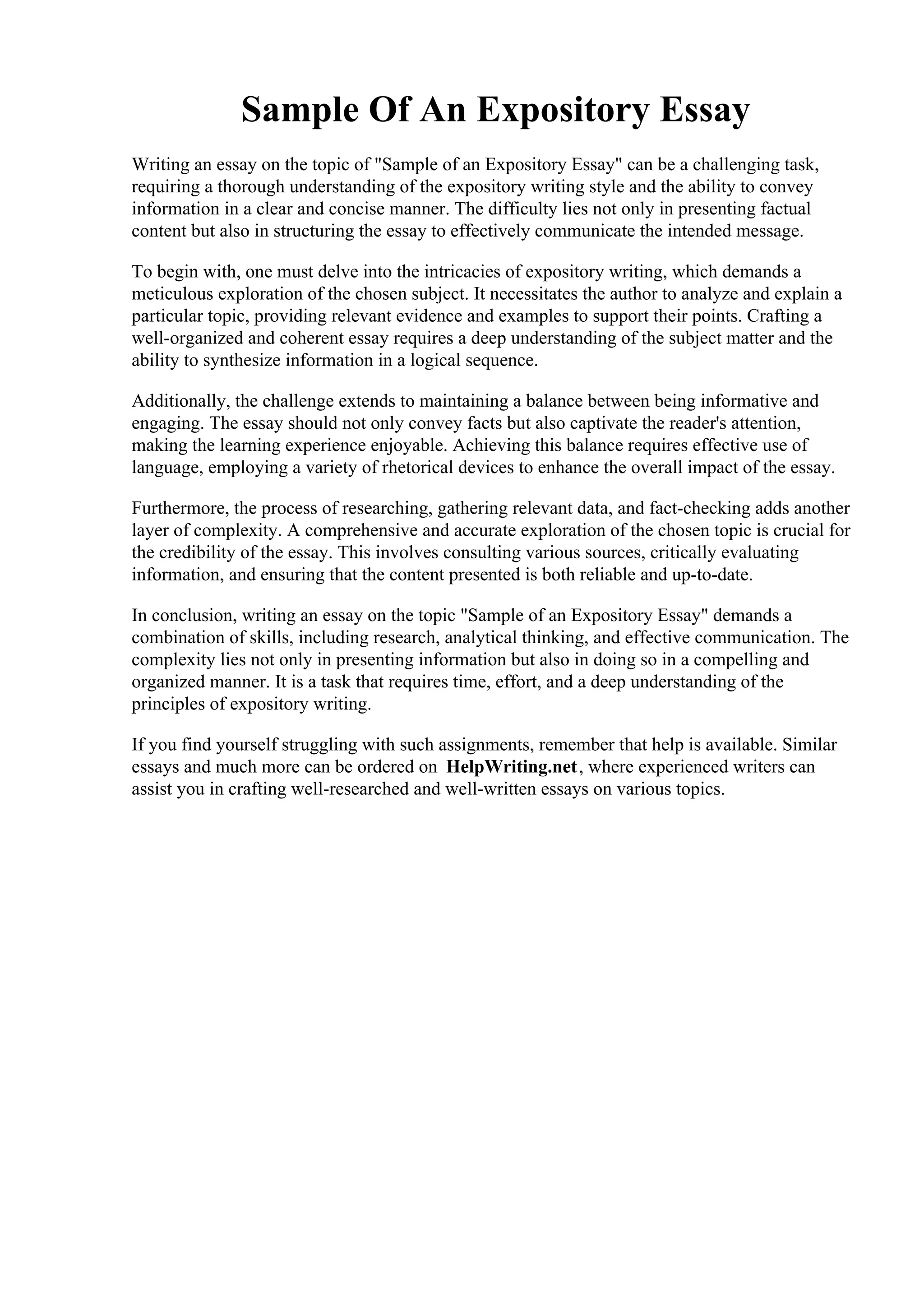 Sample Of An Expository Essay. 005 Essay Example Expository Sample 2 ...